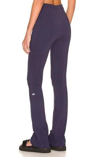 Alo Yoga High Waist Pinstripe Zip It Flare Legging In Navy - True